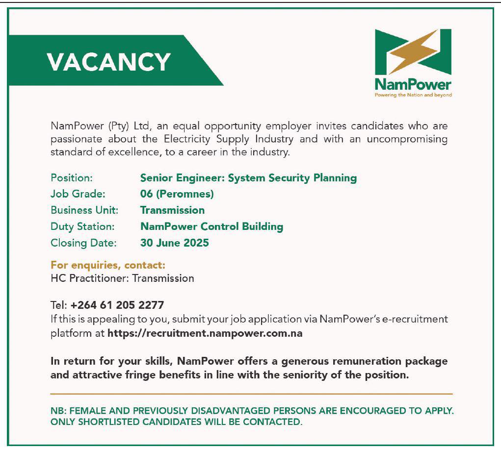 July NamPower Vacancies 2025, Latest Job Opportunities at @www.nampower ...