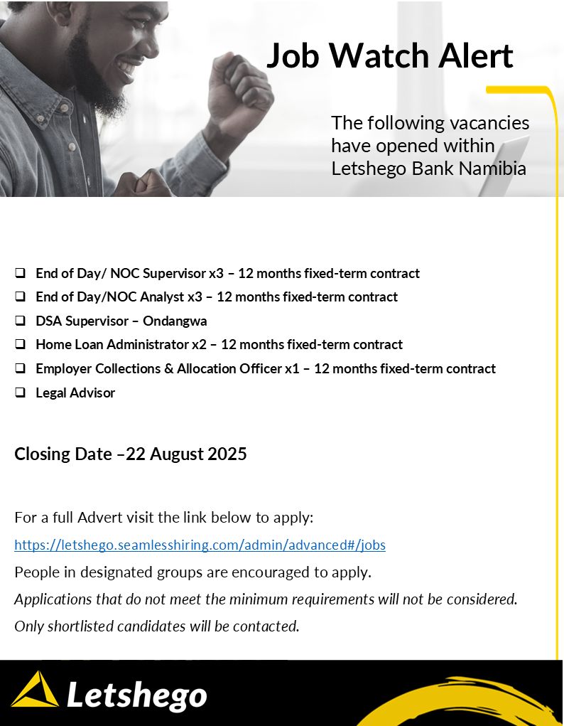 October Letshego Namibia Vacancies 2025, Latest Job Opportunities at ...