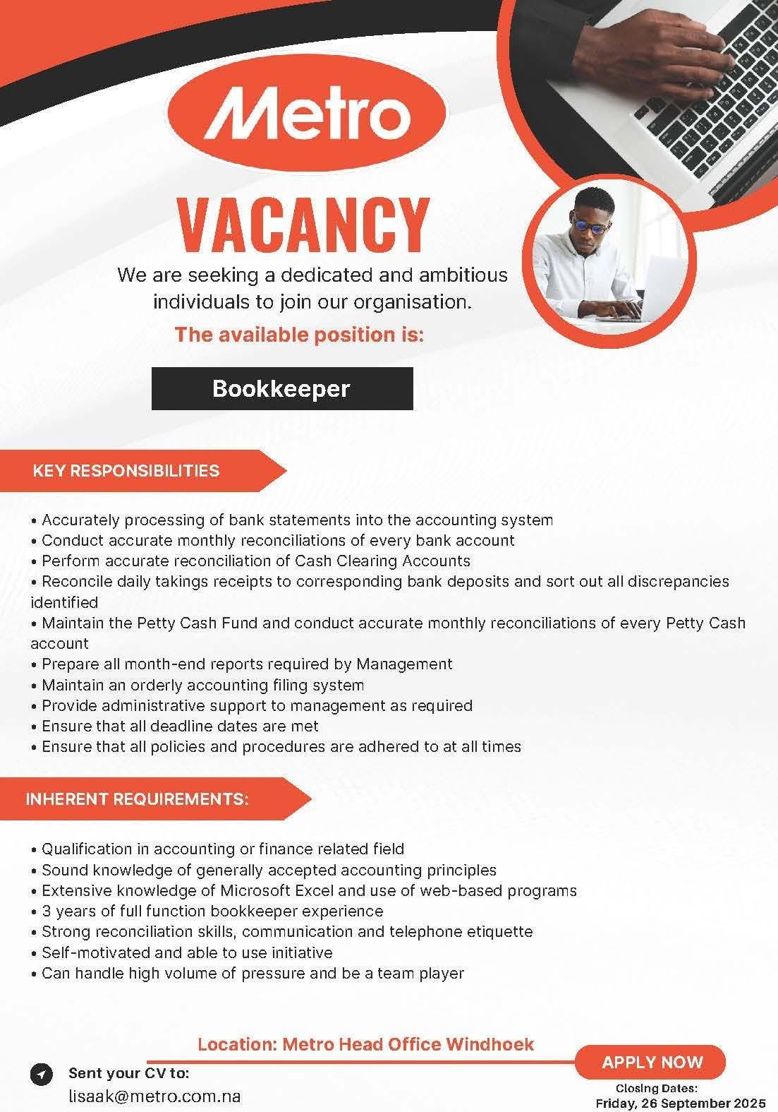 September Metro Namibia Vacancies 2025, Latest Job Opportunities at ...